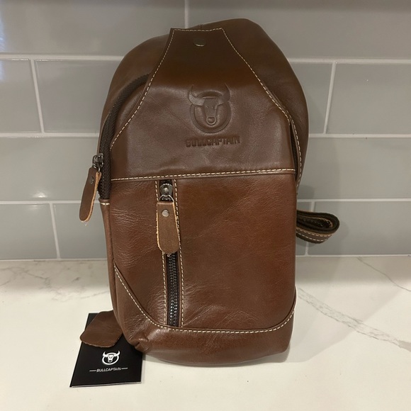 BullCaptain | Bags | Bullcaptain Men Genuine Leather Shoulder Bag Nwt ...